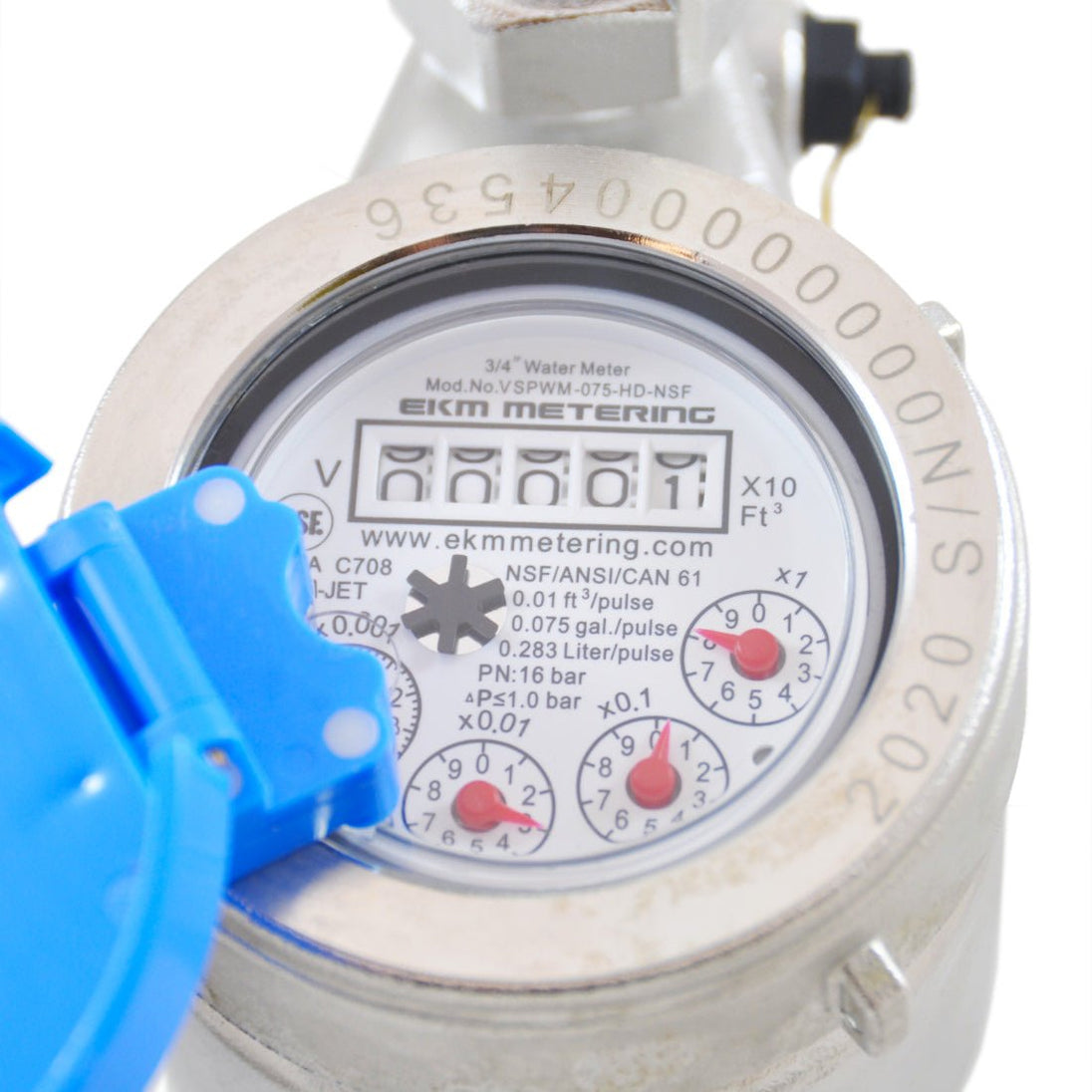3/4 Inch Vertical Water Meter - Stainless Steel, NSF 61, High Definiti ...
