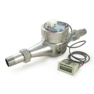3/4 Inch Vertical Water Meter - Stainless Steel, NSF 61, High Definiti ...